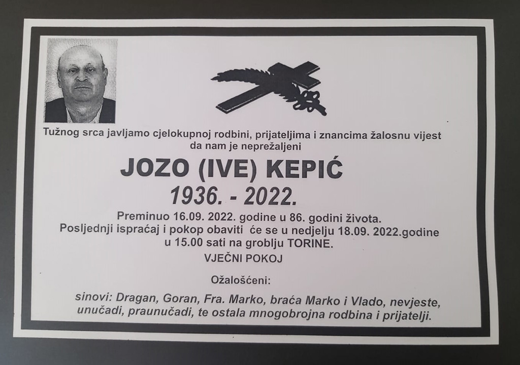Preminuo Jozo Kepić, otac fra Marka | Katolički tjednik